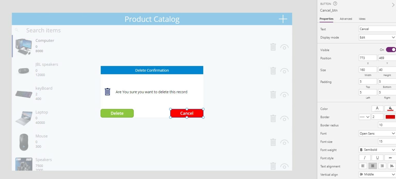 Create Pop-up Menu in Power Apps