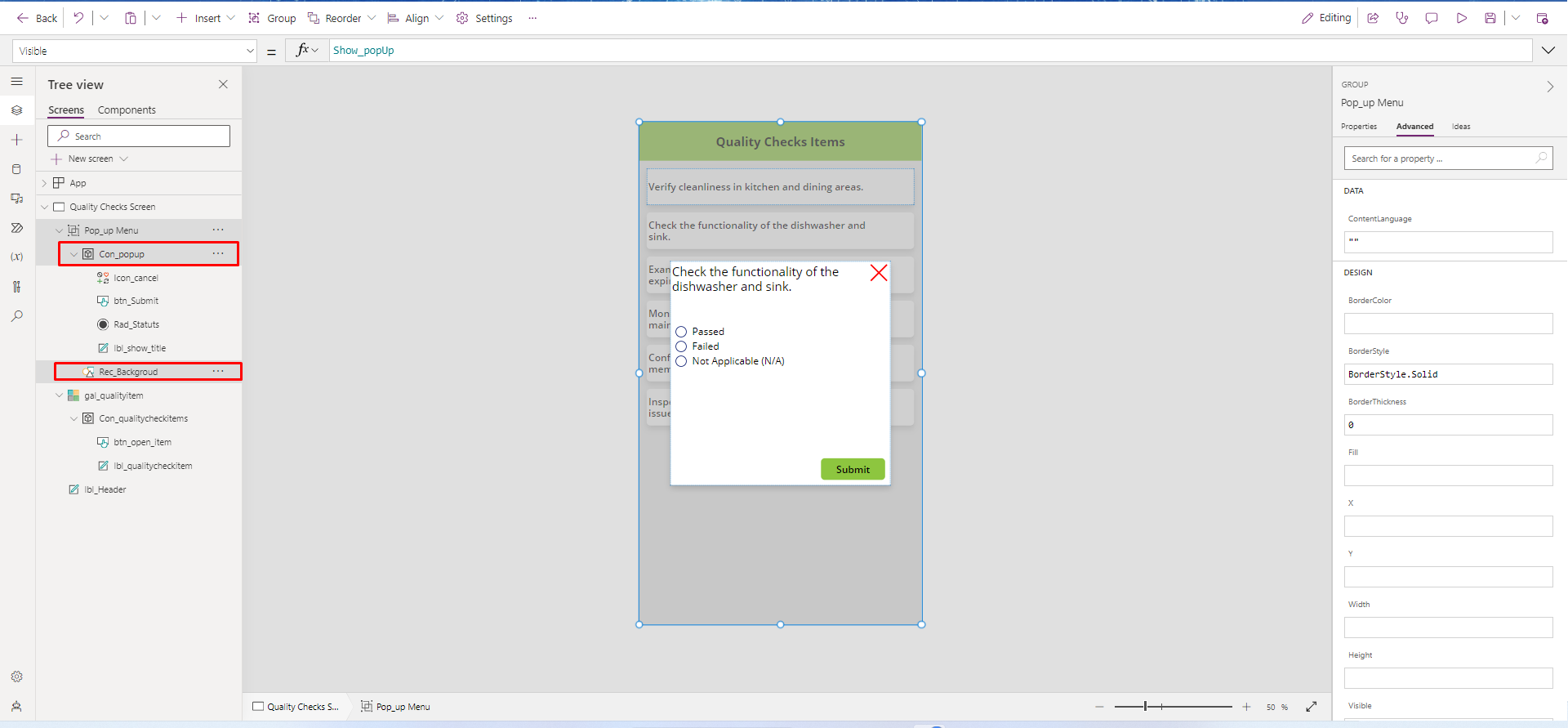 Power Apps Modal Dialogs for Quality Checks Guide
